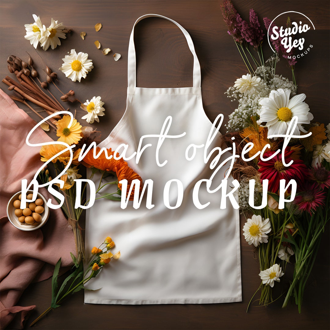 Flat Lay Apron Mockup, White Apron PSD Mockup, Cooking Apron Mockup ...