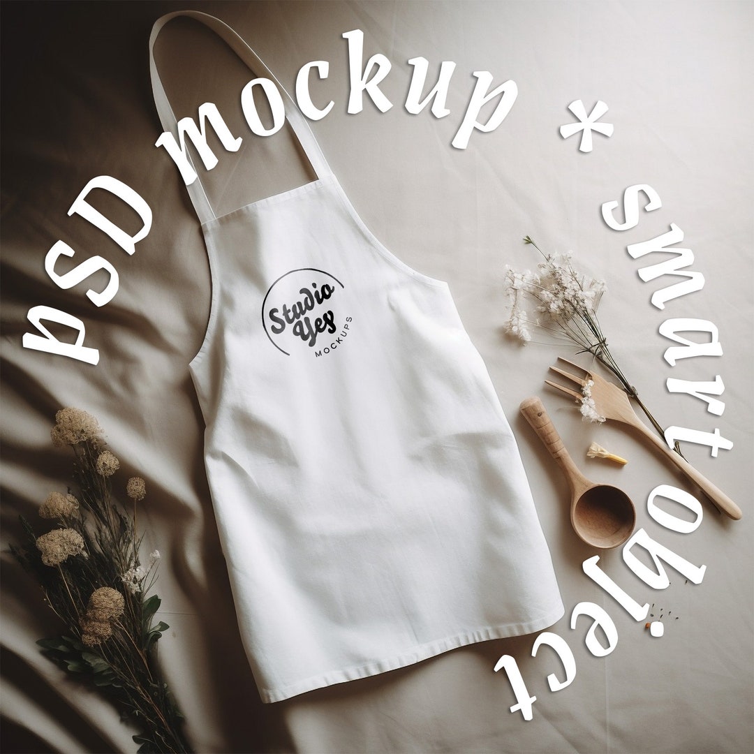 Flat Lay Boho Apron Mockup, White Apron PSD Mockup,barista Apron Mockup ...