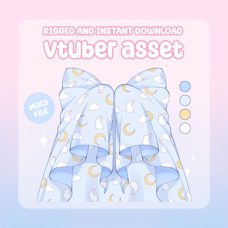 Vtuber Asset - Rigged Moon Bunny Blanket, Moc3 File, Outfit for Vtuber ...