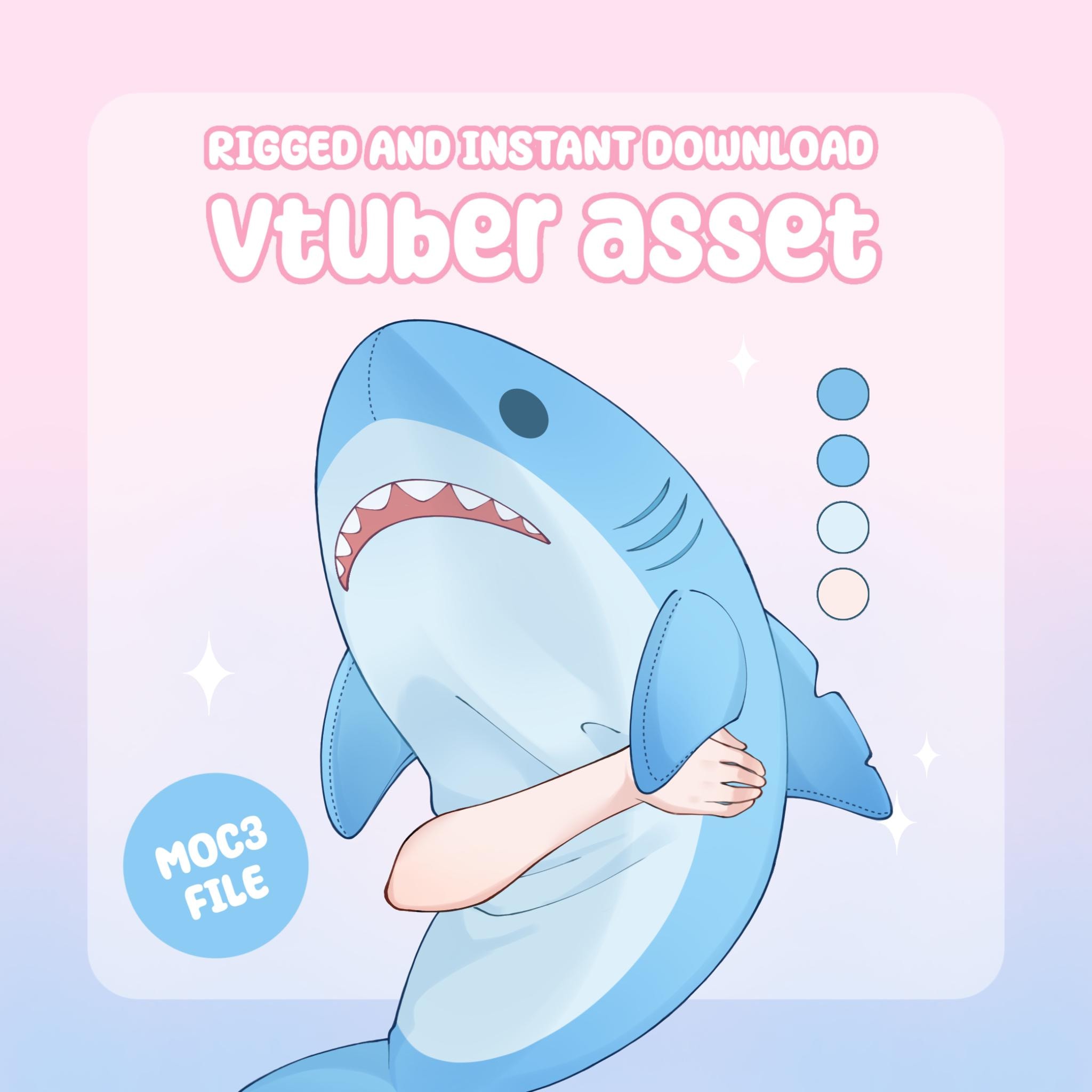 Vtuber Asset - Rigged XXL Shark Plushie, Moc3 File, Plushie Asset for ...