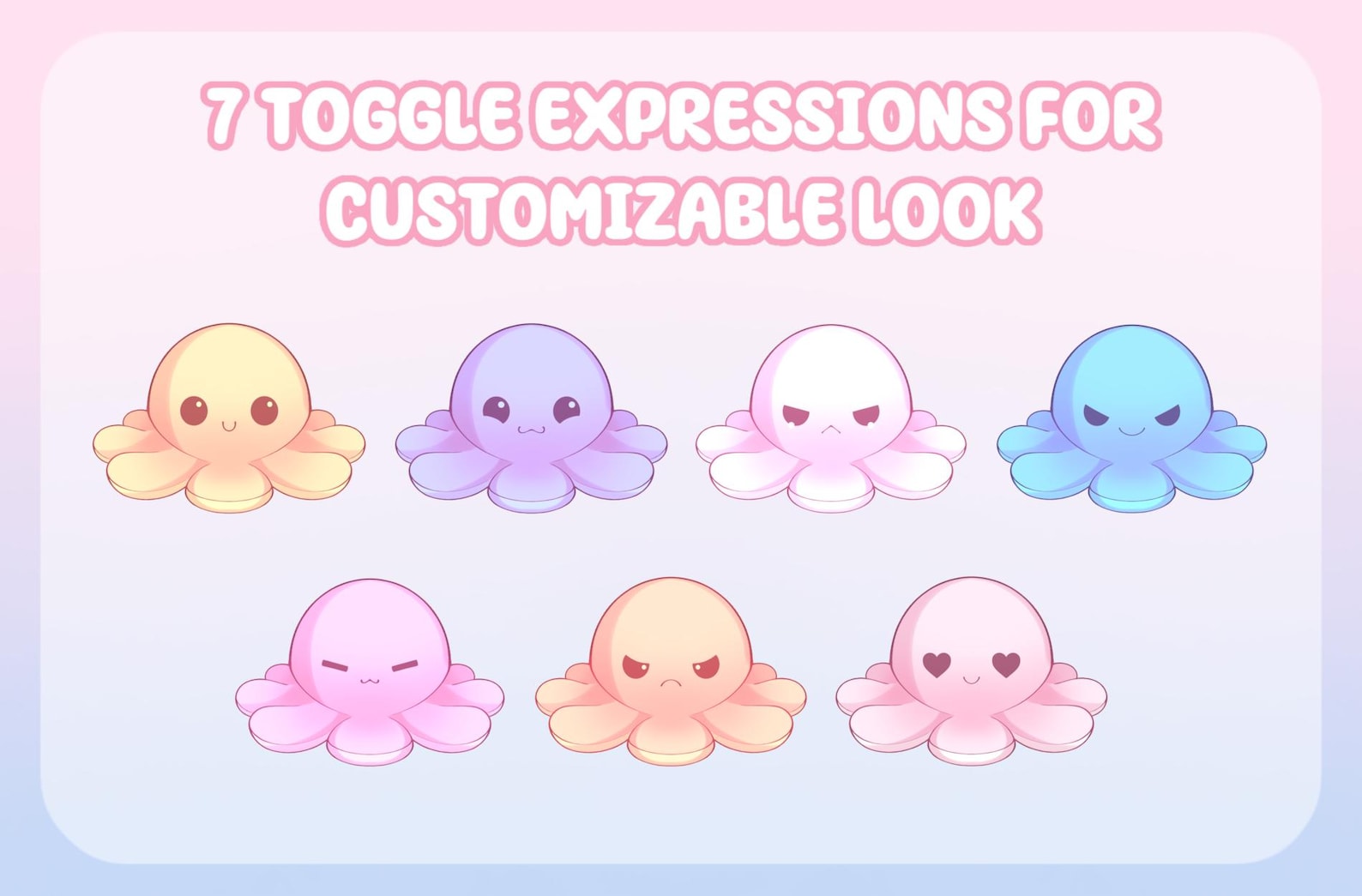 Vtuber Asset - Rigged Octopus Mood Plushie, Moc3 File, Customizable ...