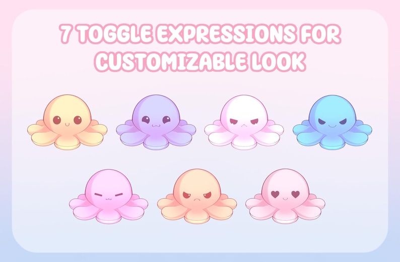 Vtuber Asset - Rigged Octopus Mood Plushie, Moc3 File, Customizable ...