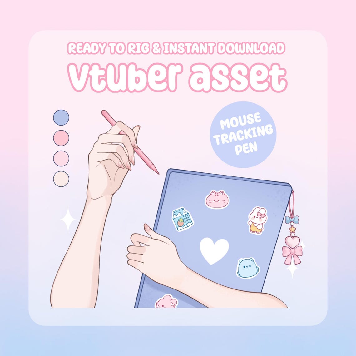 Vtuber Hand Asset - Rigged Pen and Tablet, Mouse Tracking Pen, Moc3 ...