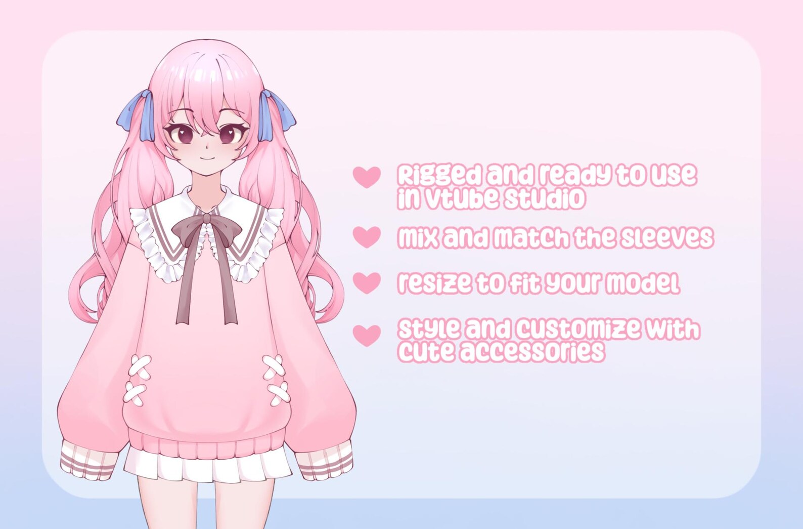 Vtuber Asset - Rigged Cute Pink Sweater, Moc3 File, Customizable Outfit ...