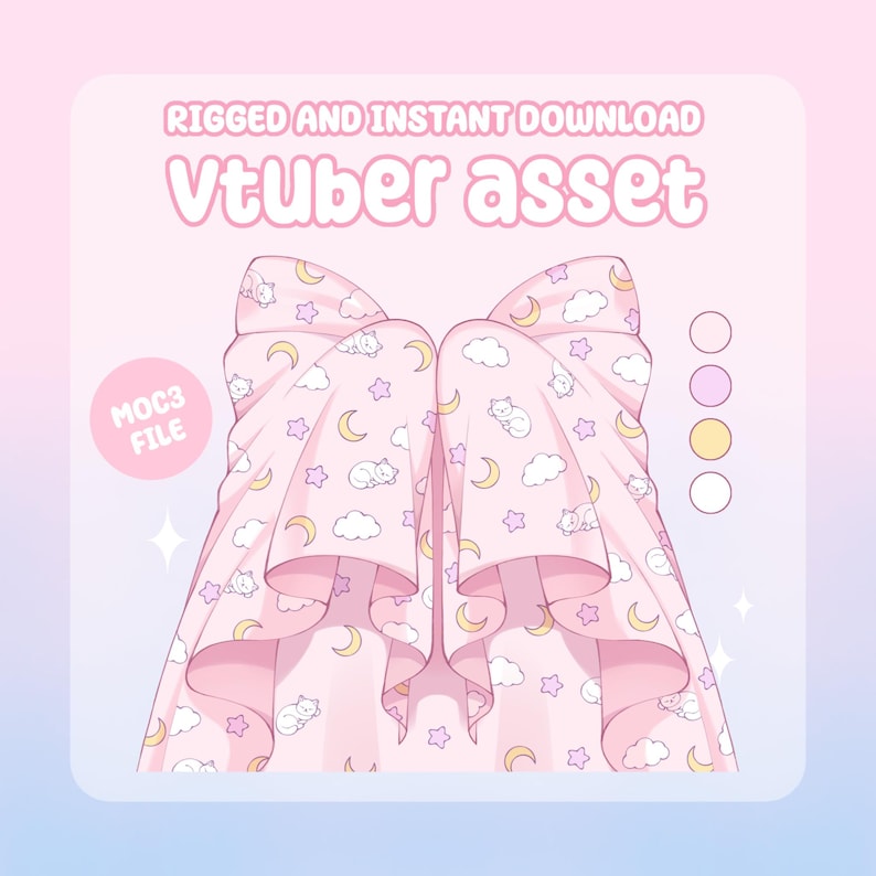 Vtuber Asset - Rigged Moon Kitty Blanket, Moc3 File, Outfit for Vtuber ...