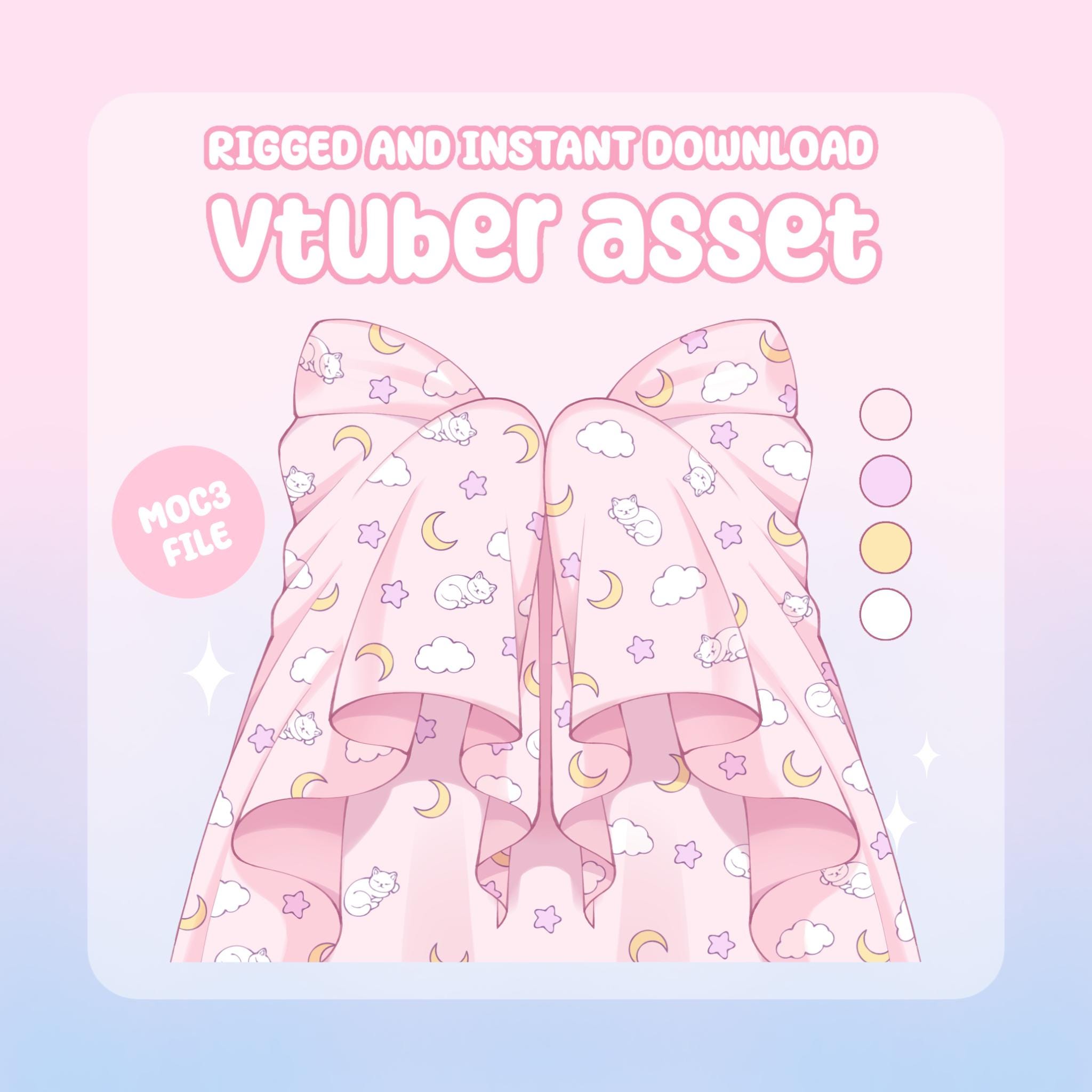 Vtuber Asset - Rigged Moon Kitty Blanket, Moc3 File, Outfit for Vtuber ...
