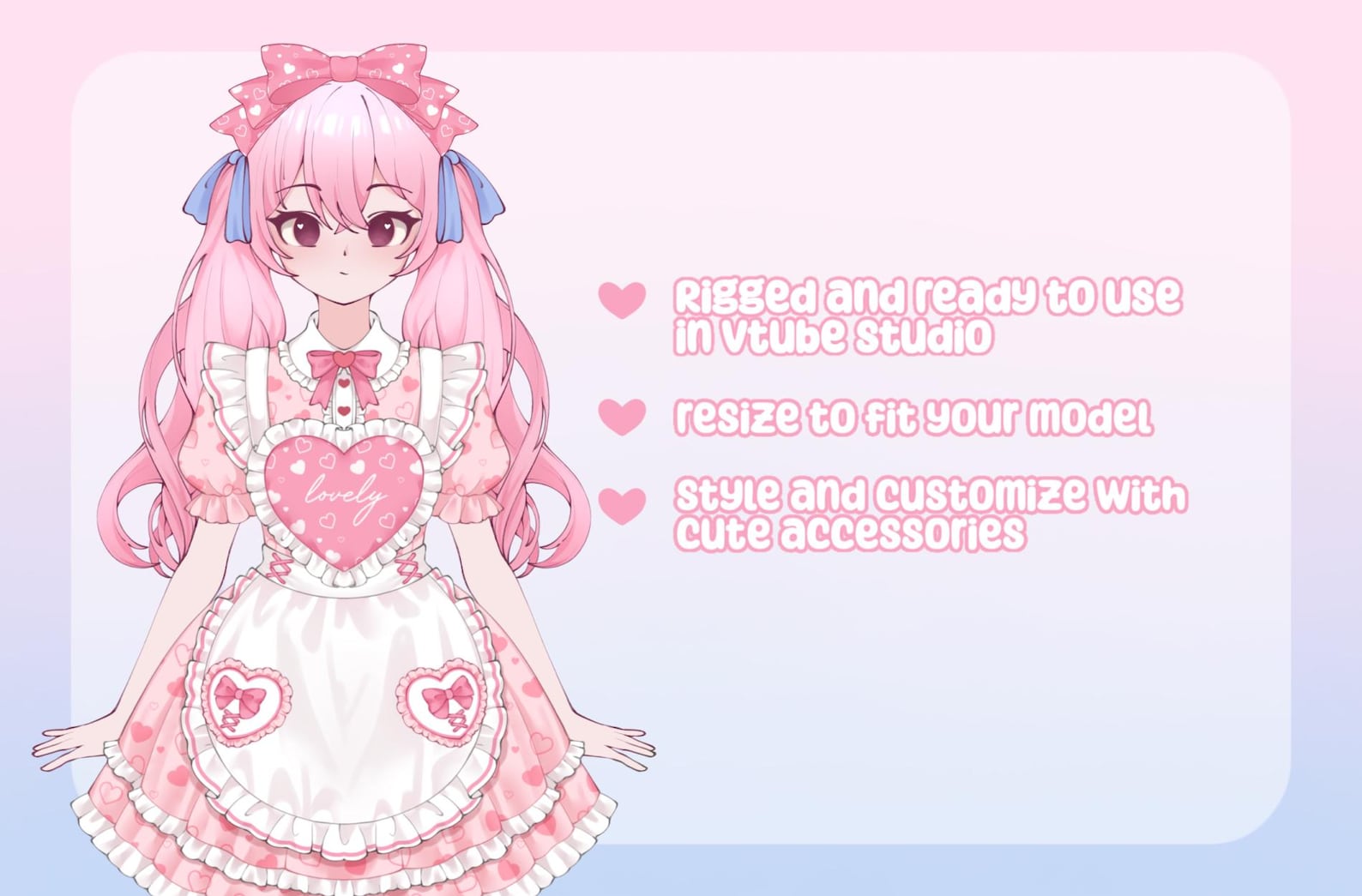 Vtuber Asset - Rigged Pink Heart Set, Dress and Hat, Moc3 File, Outfit ...