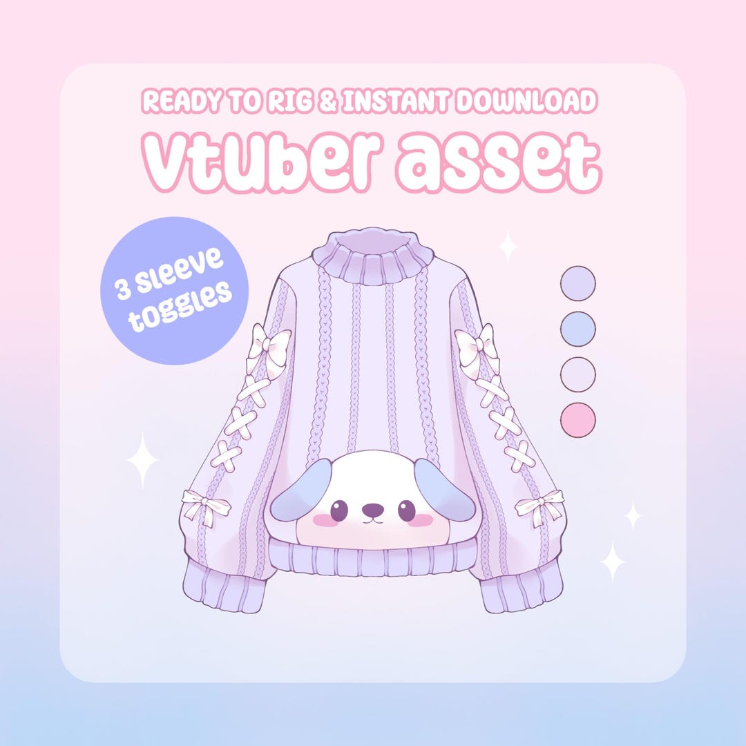 Vtuber Asset - Cozy Purple Puppy Sweater, Digital PSD, Customizable ...