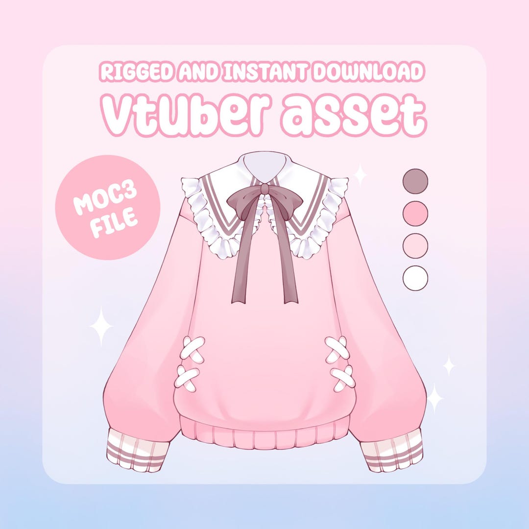 Vtuber Asset - Rigged Cute Pink Sweater, Moc3 File, Customizable Outfit ...