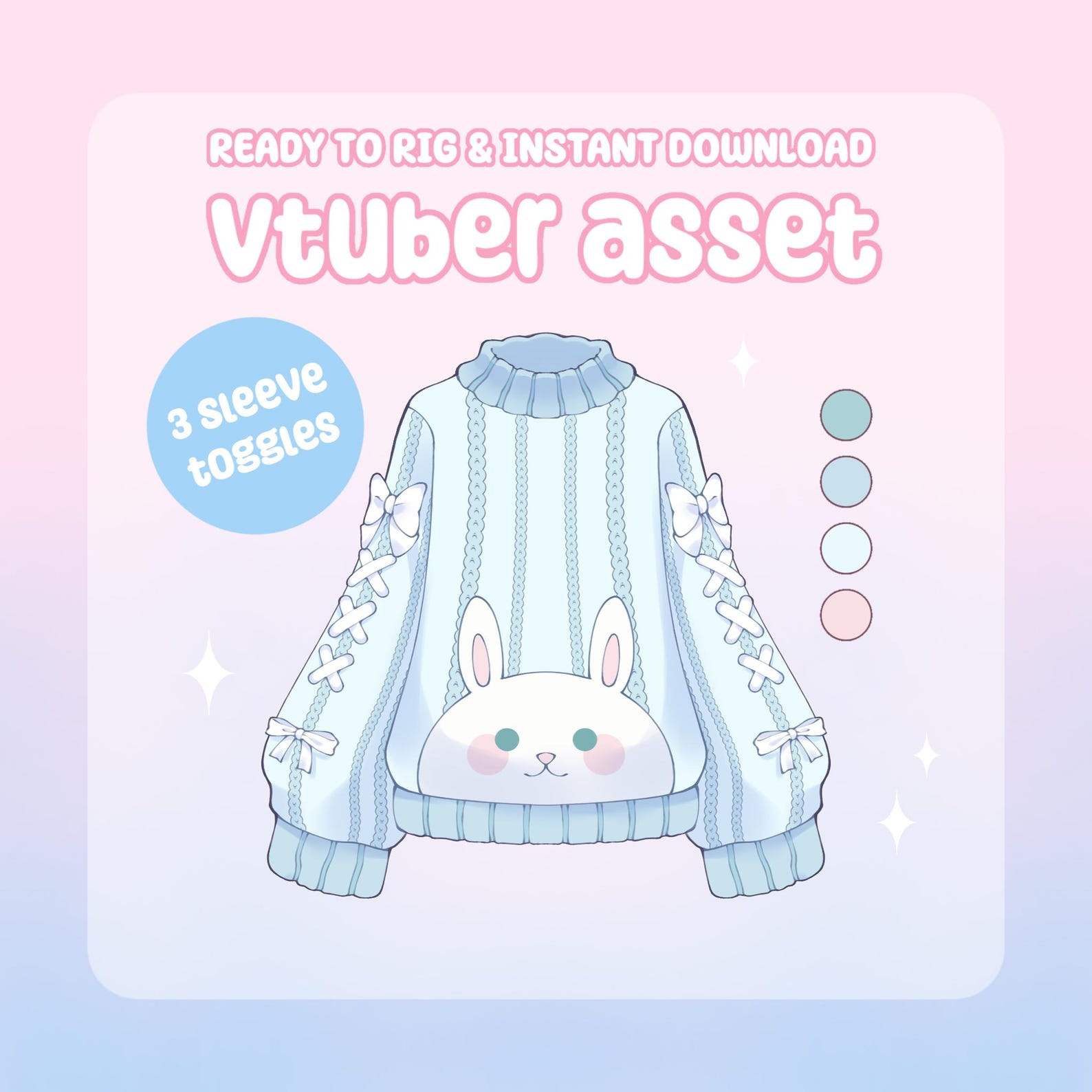 Vtuber Asset - Cozy Blue Bunny Sweater, Digital PSD, Customizable ...