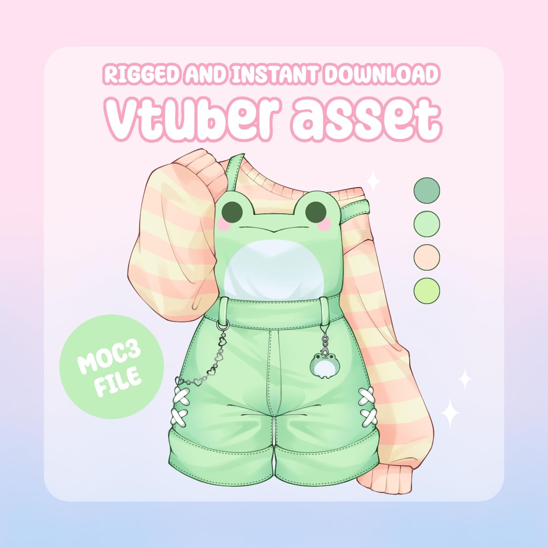 Vtuber Asset - Rigged Cute Froggy Jumper, Moc3 File, Customizable ...