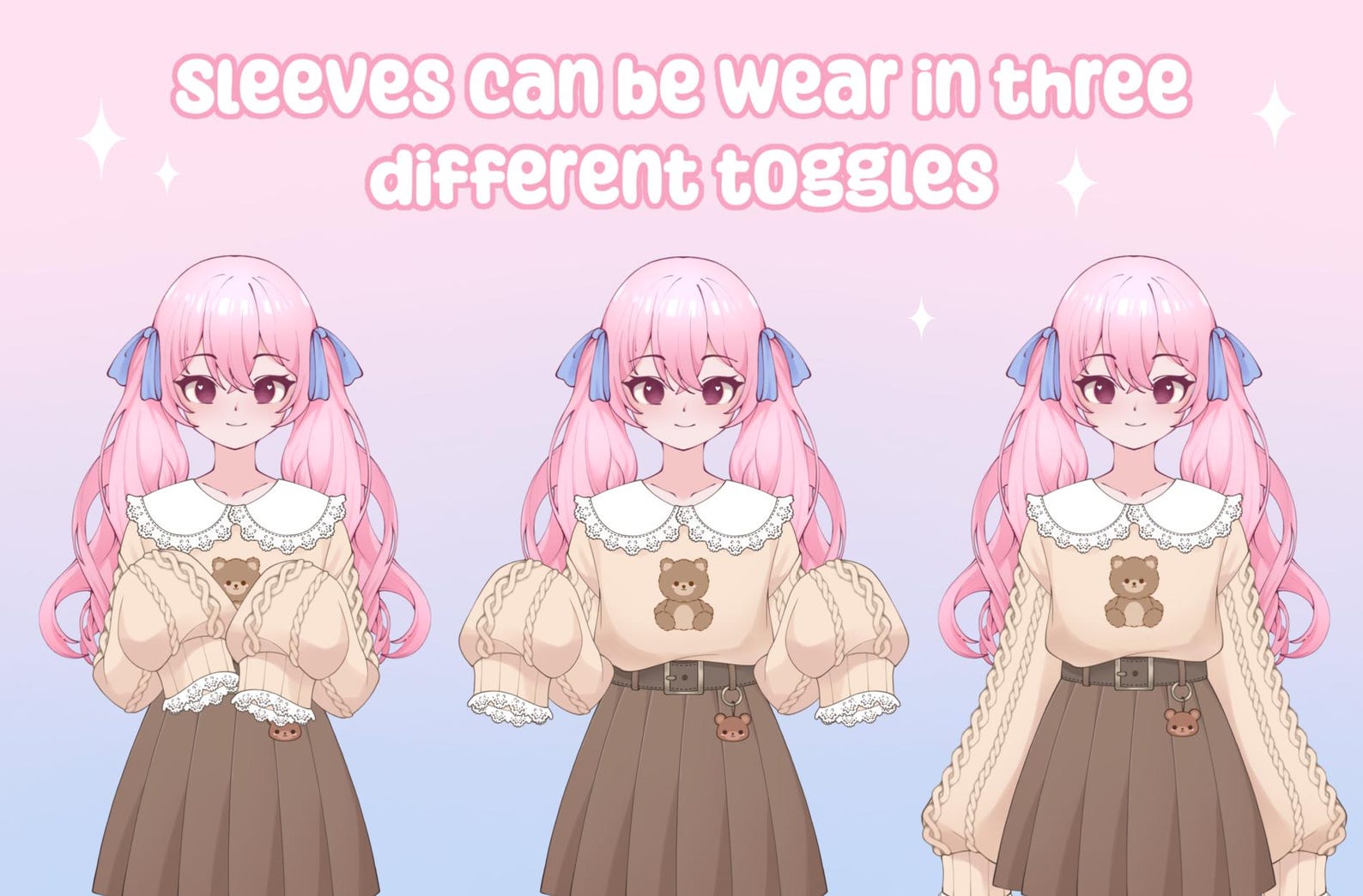 Vtuber Asset - Rigged Cozy Bear Outfit, Moc3 File, Customizable Sleeves ...