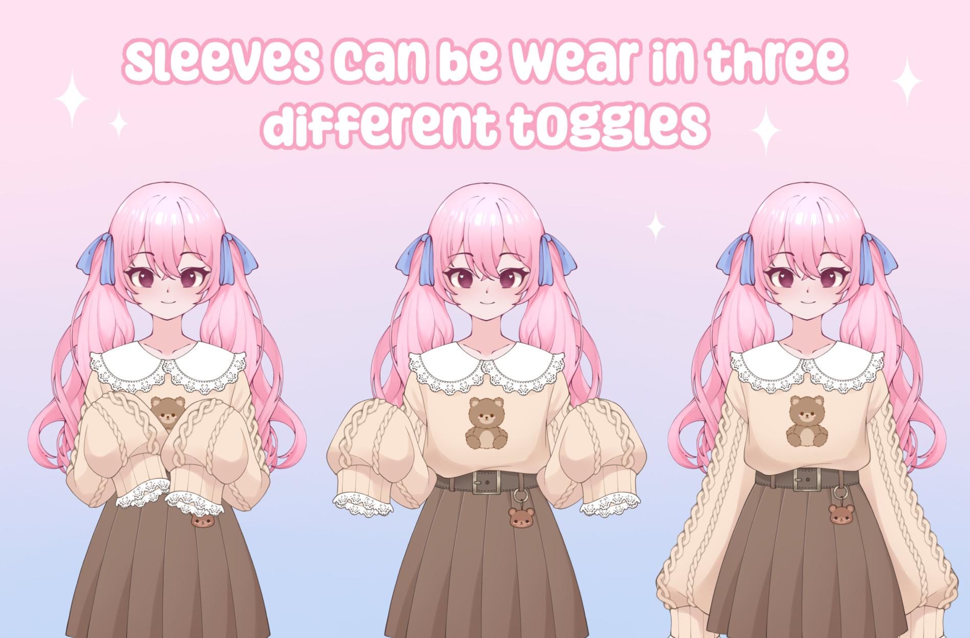 Vtuber Asset - Rigged Cozy Bear Outfit, Moc3 File, Customizable Sleeves ...