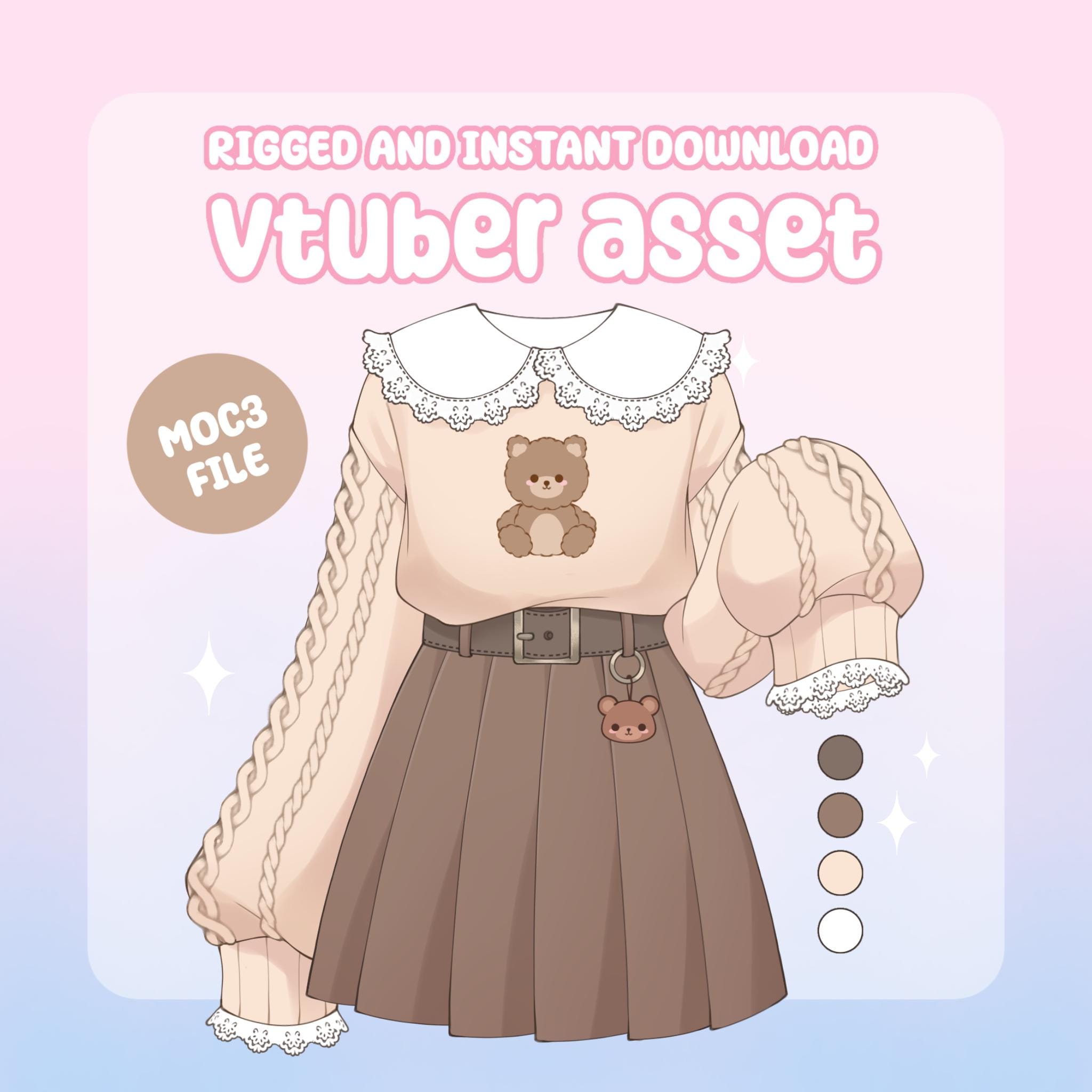 Vtuber Asset - Rigged Cozy Bear Outfit, Moc3 File, Customizable Sleeves ...