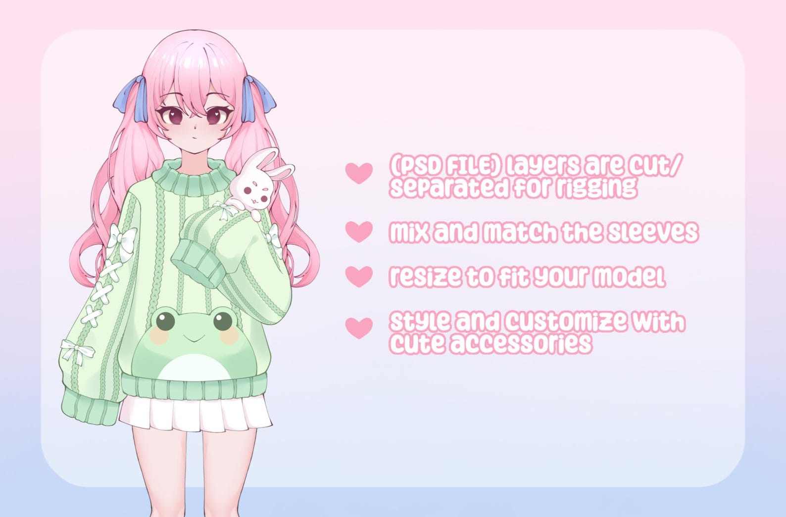 Vtuber Asset - Cozy Green Frog Sweater, Digital PSD, Customizable ...