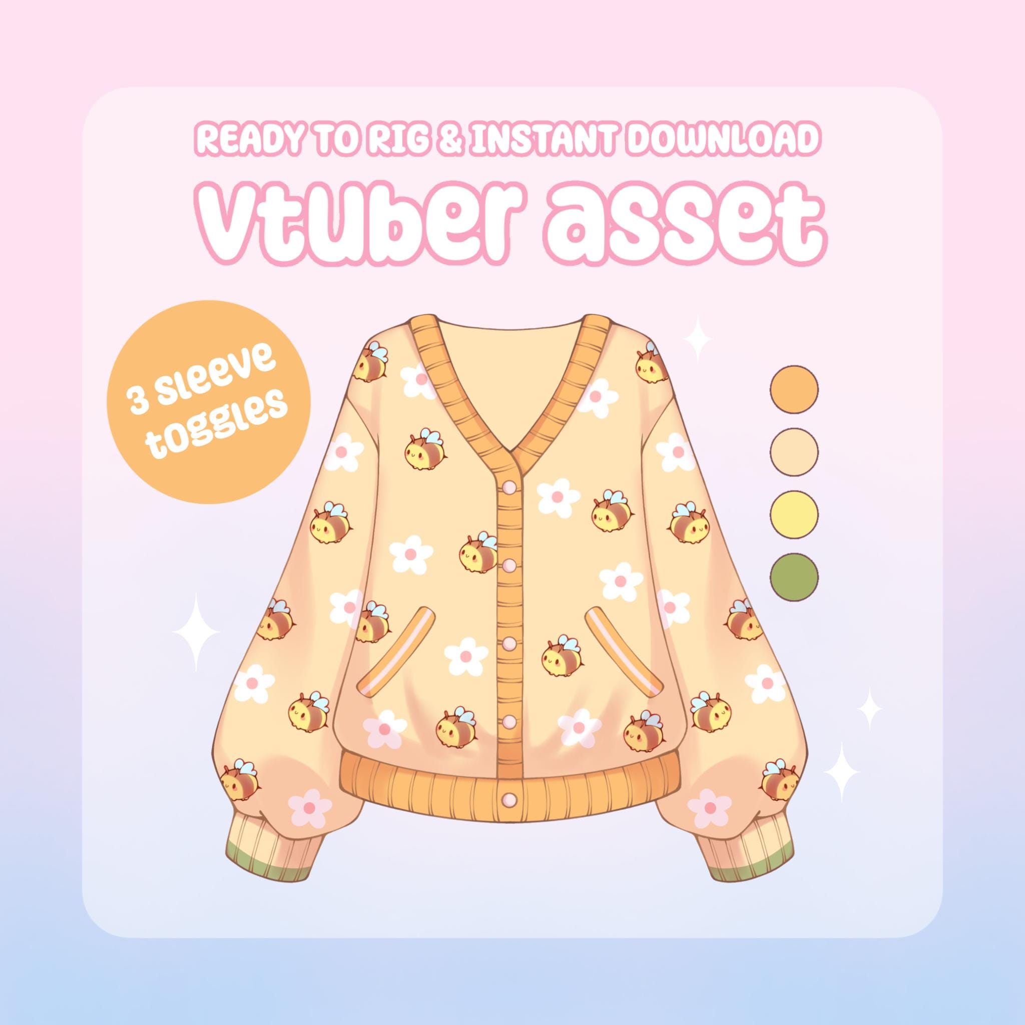 Vtuber Asset - Cozy Yellow Bee Cardigan, Jacket, Digital PSD ...