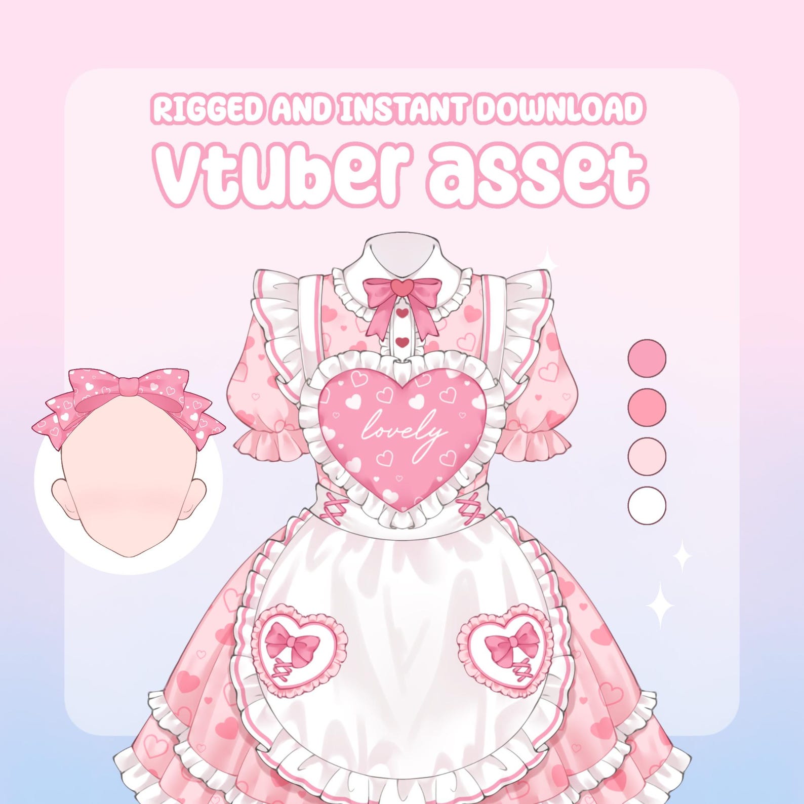 Vtuber Asset - Rigged Pink Heart Set, Dress and Hat, Moc3 File, Outfit ...
