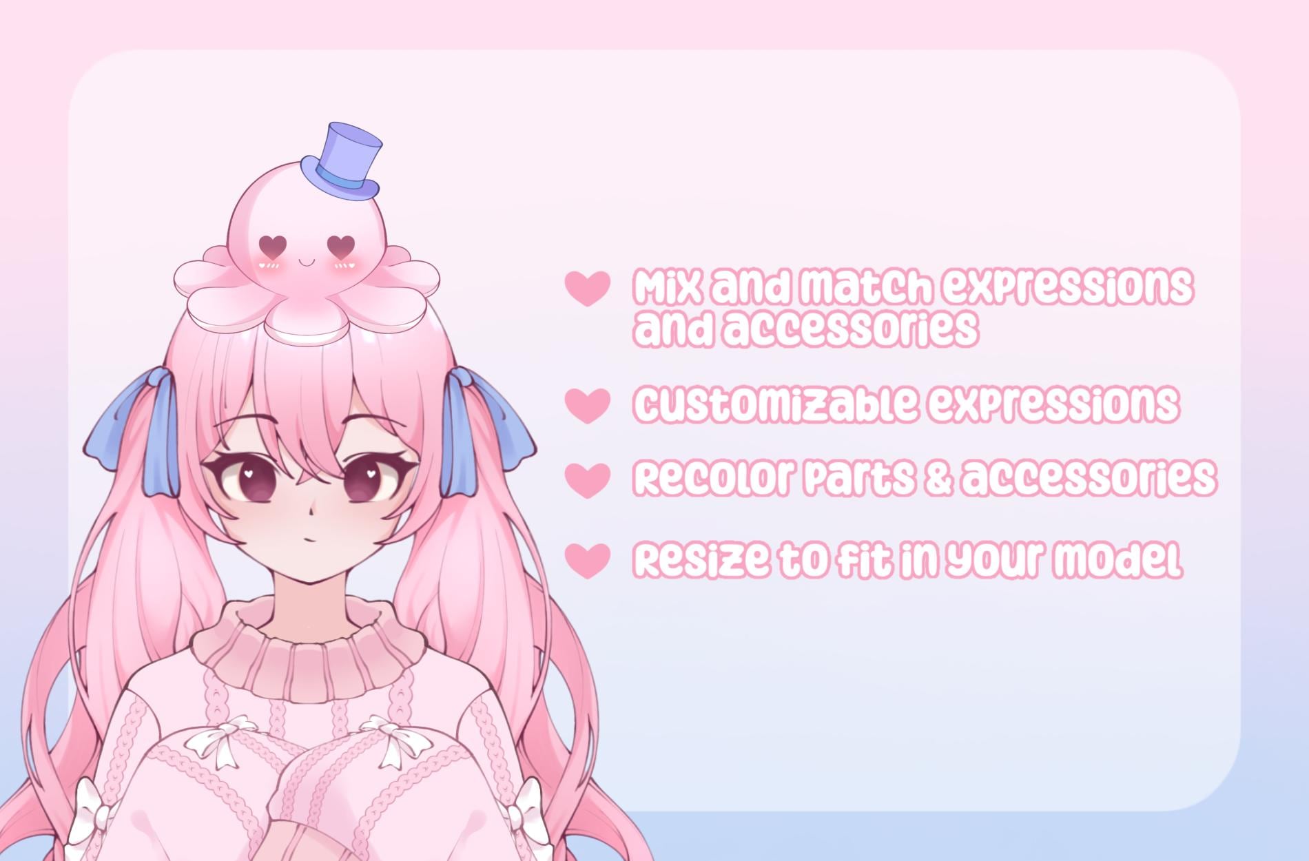 Vtuber Asset - Rigged Octopus Mood Plushie, Moc3 File, Customizable ...