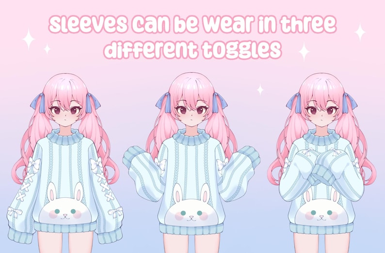Vtuber Asset - Cozy Blue Bunny Sweater, Digital PSD, Customizable ...