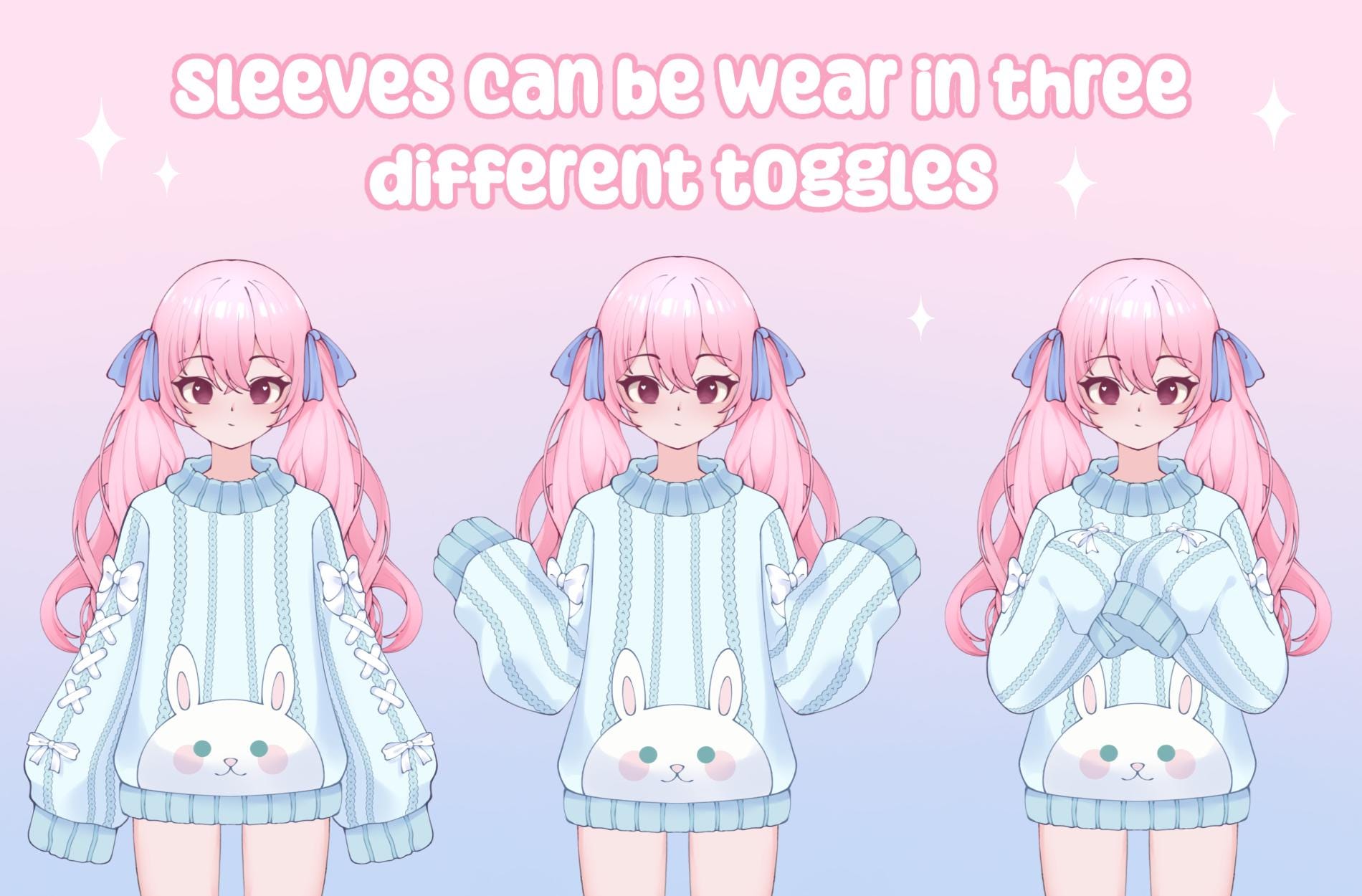 Vtuber Asset - Cozy Blue Bunny Sweater, Digital PSD, Customizable ...