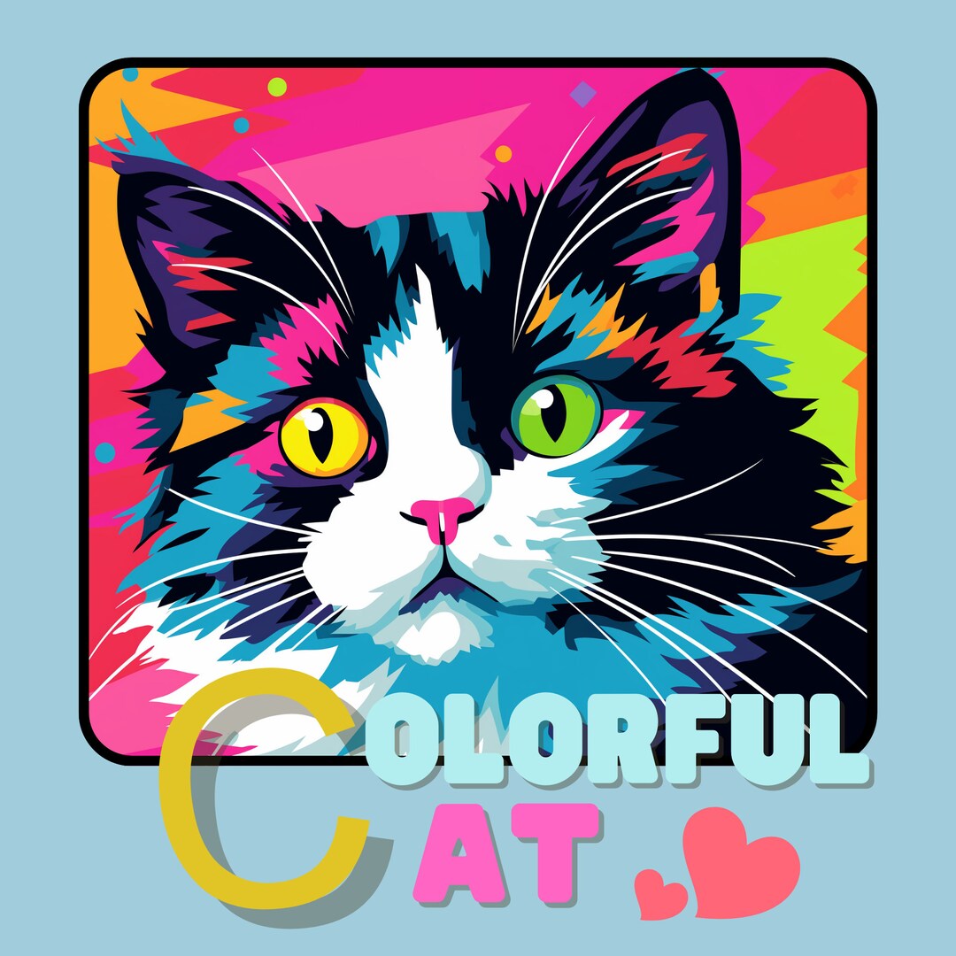 Colorful Cat - Etsy