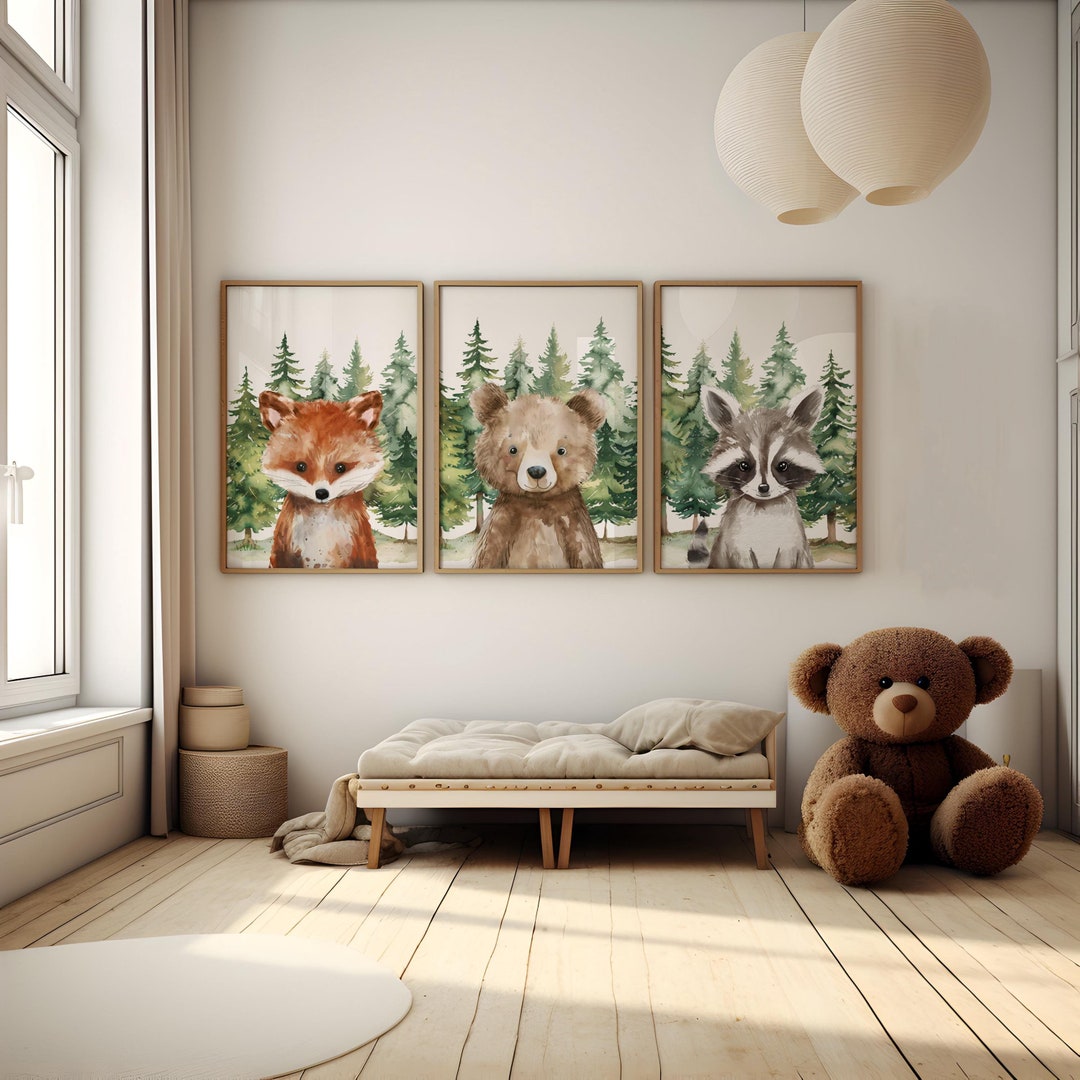Set of 3 Woodland Nursery Prints, Woodland Nursery Decor Woodland ...
