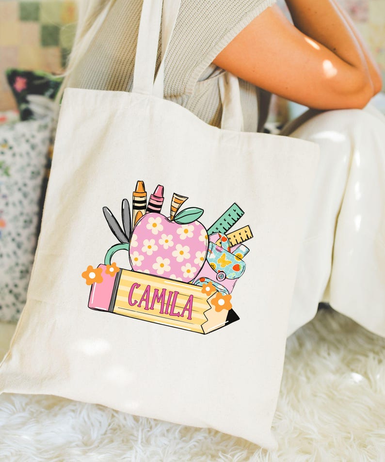 Personalized Kids Tote Bag for Girl Custom Name Tote Bag Back to School ...