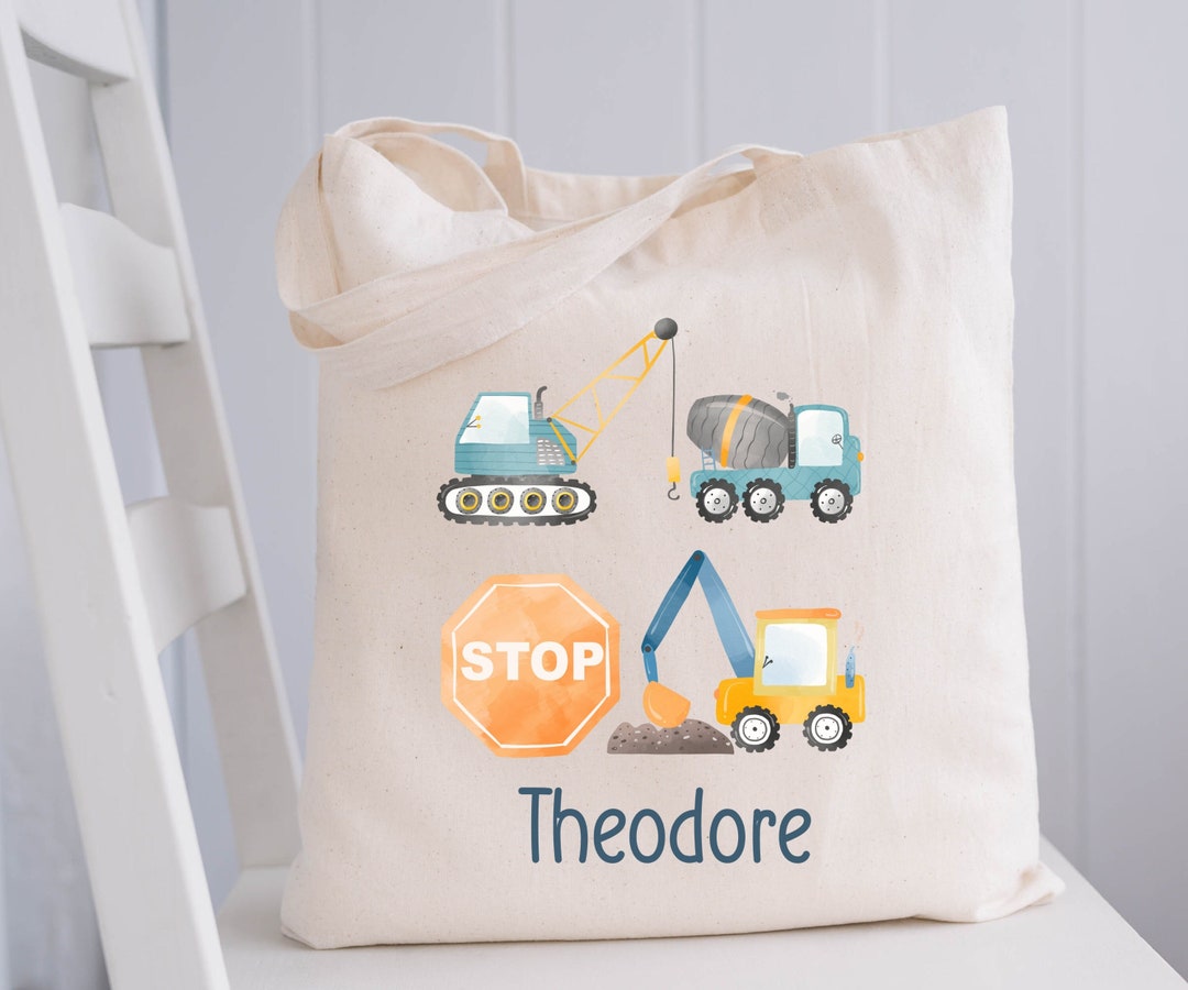 Custom Construction Tote Bag, Personalized Truck Canvas Bag ...