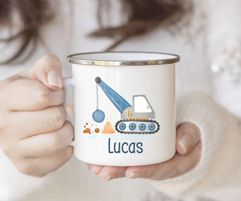 Personalized Kids Mug Tractor, Custom Kids Construction Mug Truck ...