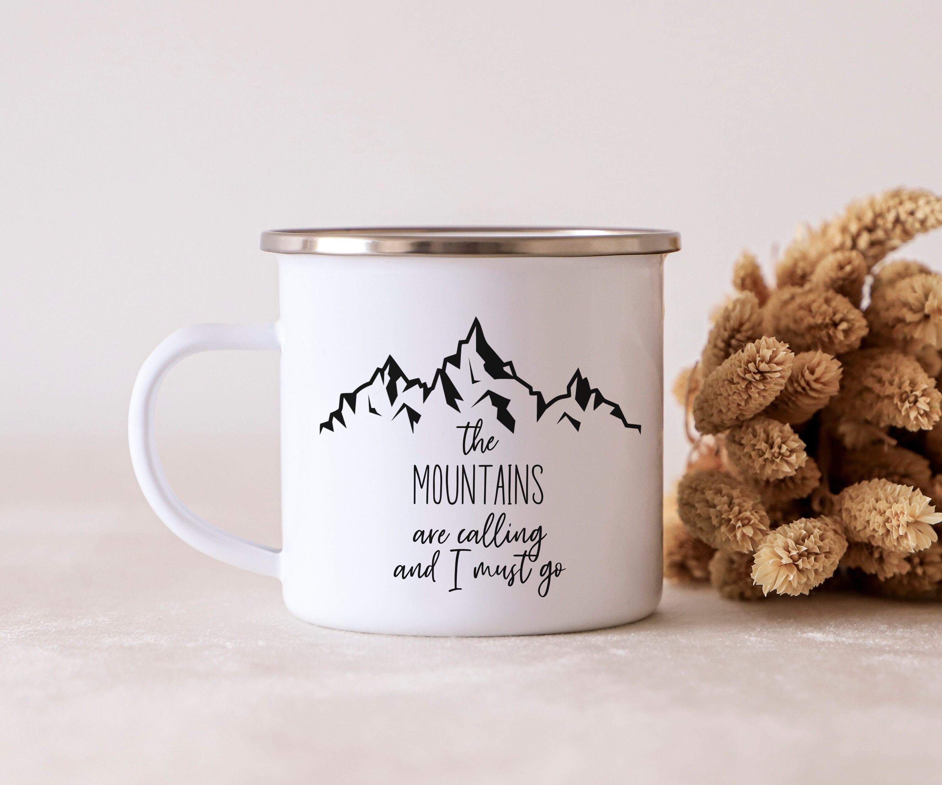 Personalized Enamel Camping Mug, Mountains Lover Mug, Gift Hiking Lover ...