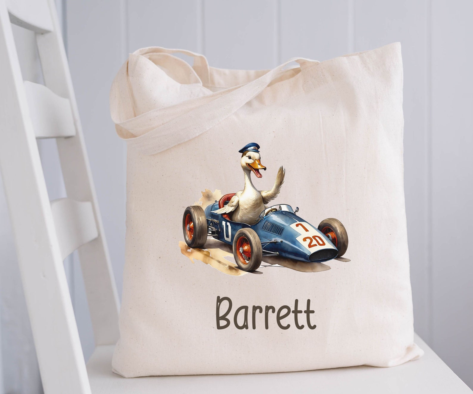 Personalized Race Car Tote Bag, Kids Tote Bag With Duck, Customized ...