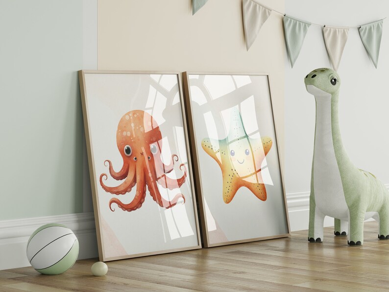 Nursery Prints Sea Theme, Nursery Wall Art Underwater, Nursery Decor ...