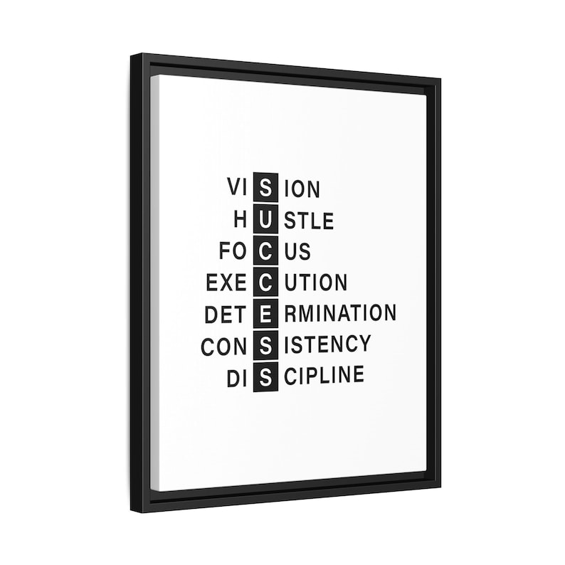 SUCCESS Acronym Motivational Wall Art | Framed Matte Canvas - Etsy