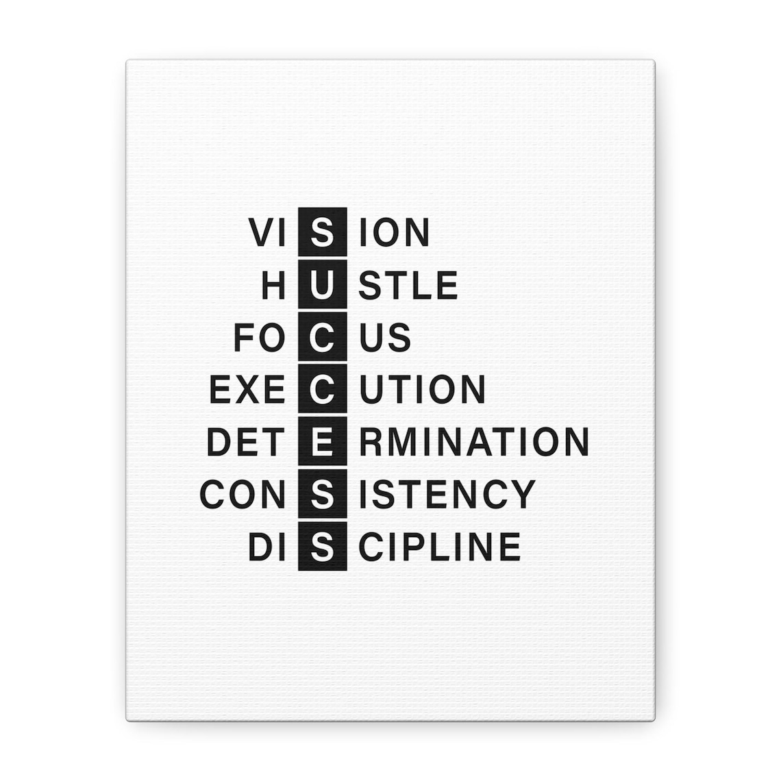 SUCCESS Acronym Motivational Wall Art | Unframed Matte Canvas - Etsy