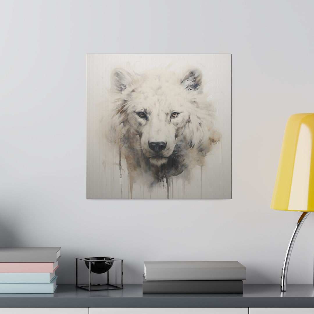 Serene Majesty: White Wolf Oil Painting on Canvas - Etsy