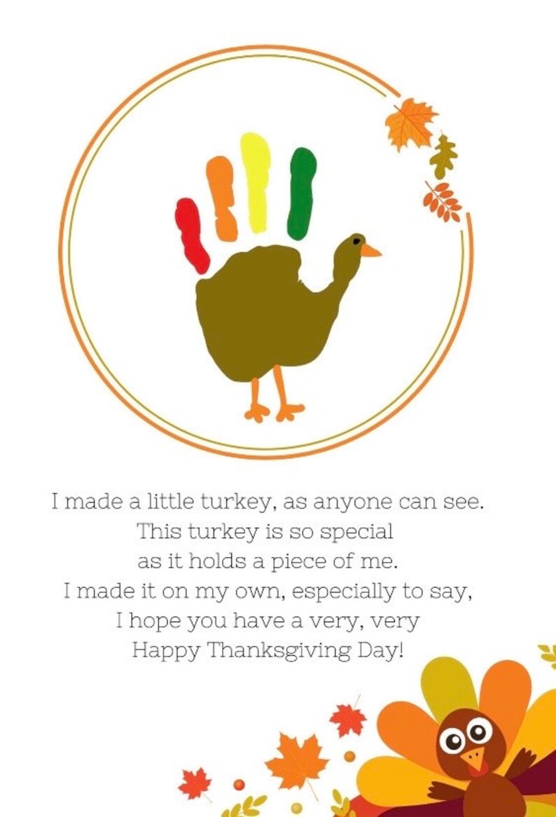 Thanksgiving Turkey Handprint Craft - Etsy