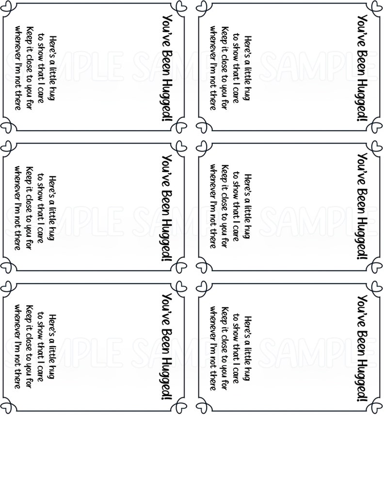 You’ve Been Hugged Pocket Hug Card - Instant Digital Download Card ...