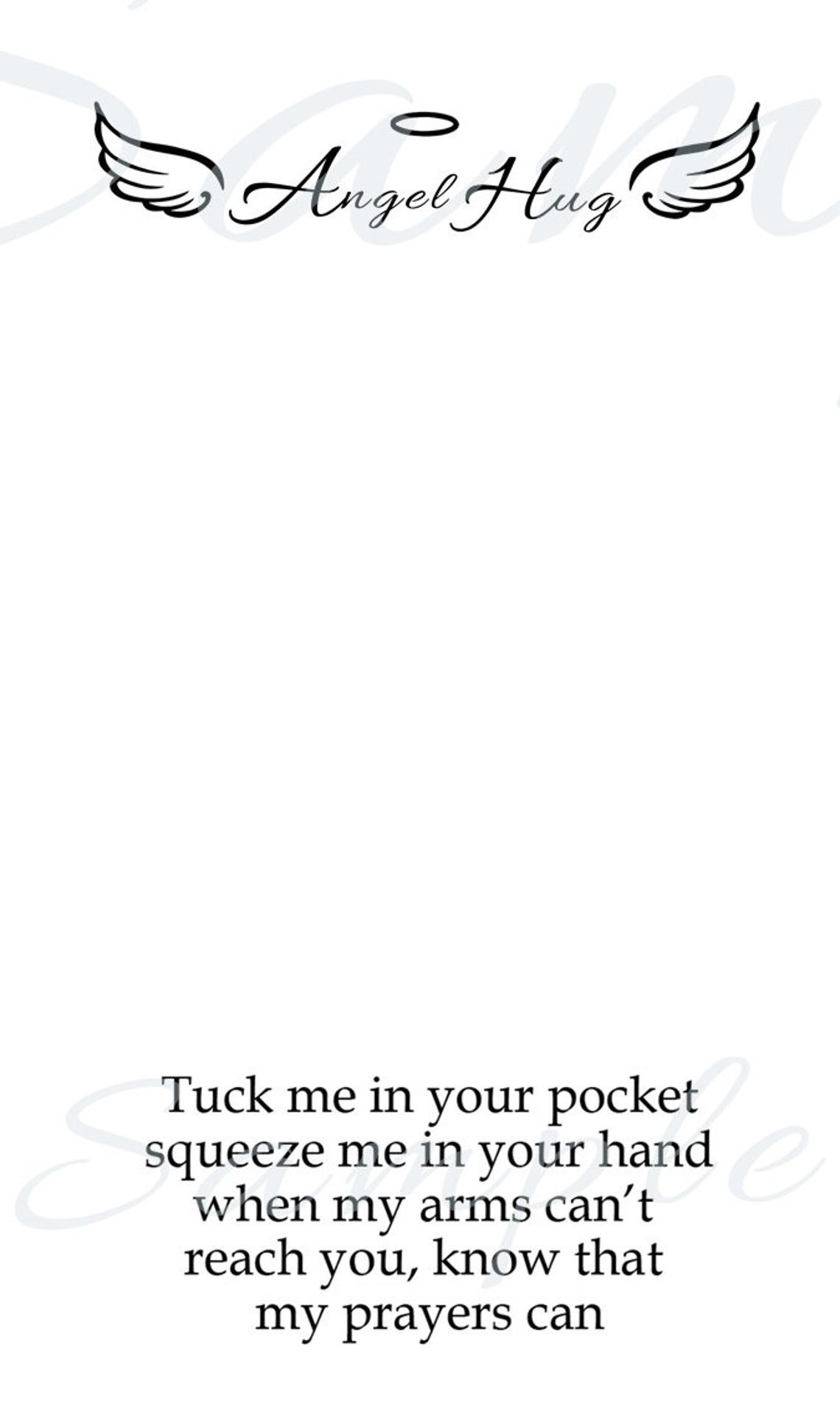 Angel Hug Pocket Hug Card for Pocket Hugs Angel Hugs Memorial Hugs ...