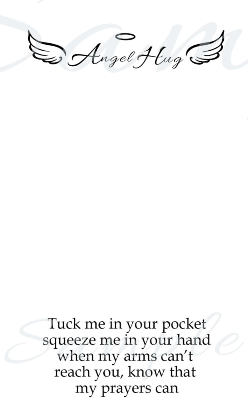 Angel Hug Pocket Hug Card for Pocket Hugs Angel Hugs Memorial Hugs ...