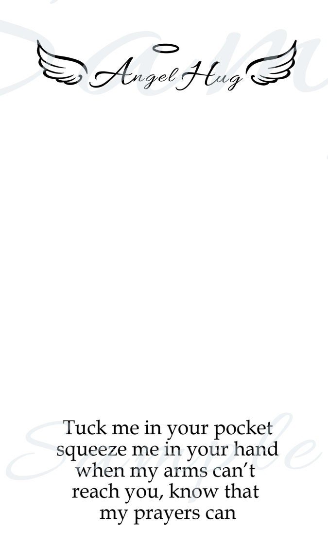 Angel Hug Pocket Hug Card for Pocket Hugs Angel Hugs Memorial Hugs ...