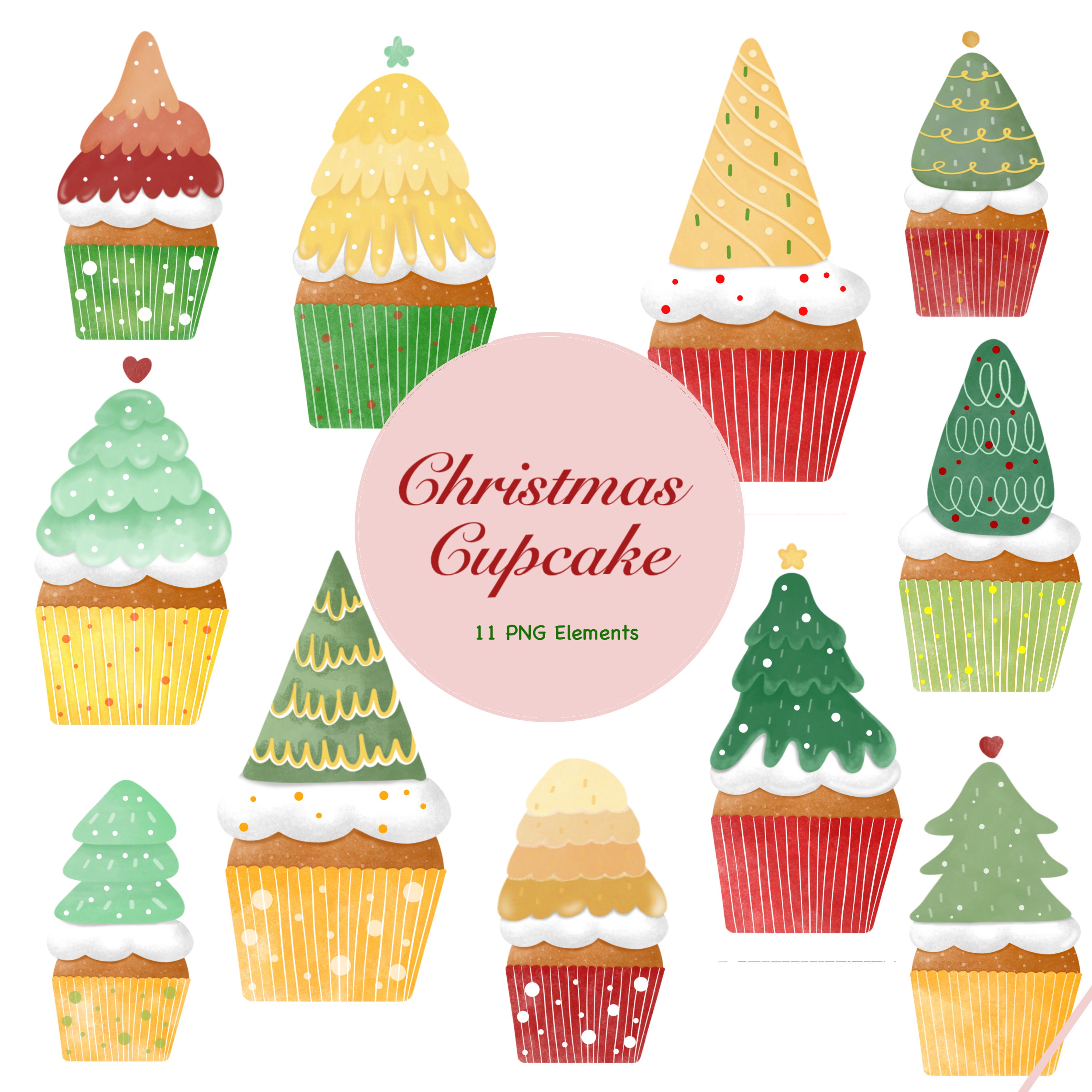 Christmas Cupcake Clipart, Cupcake Png - Etsy