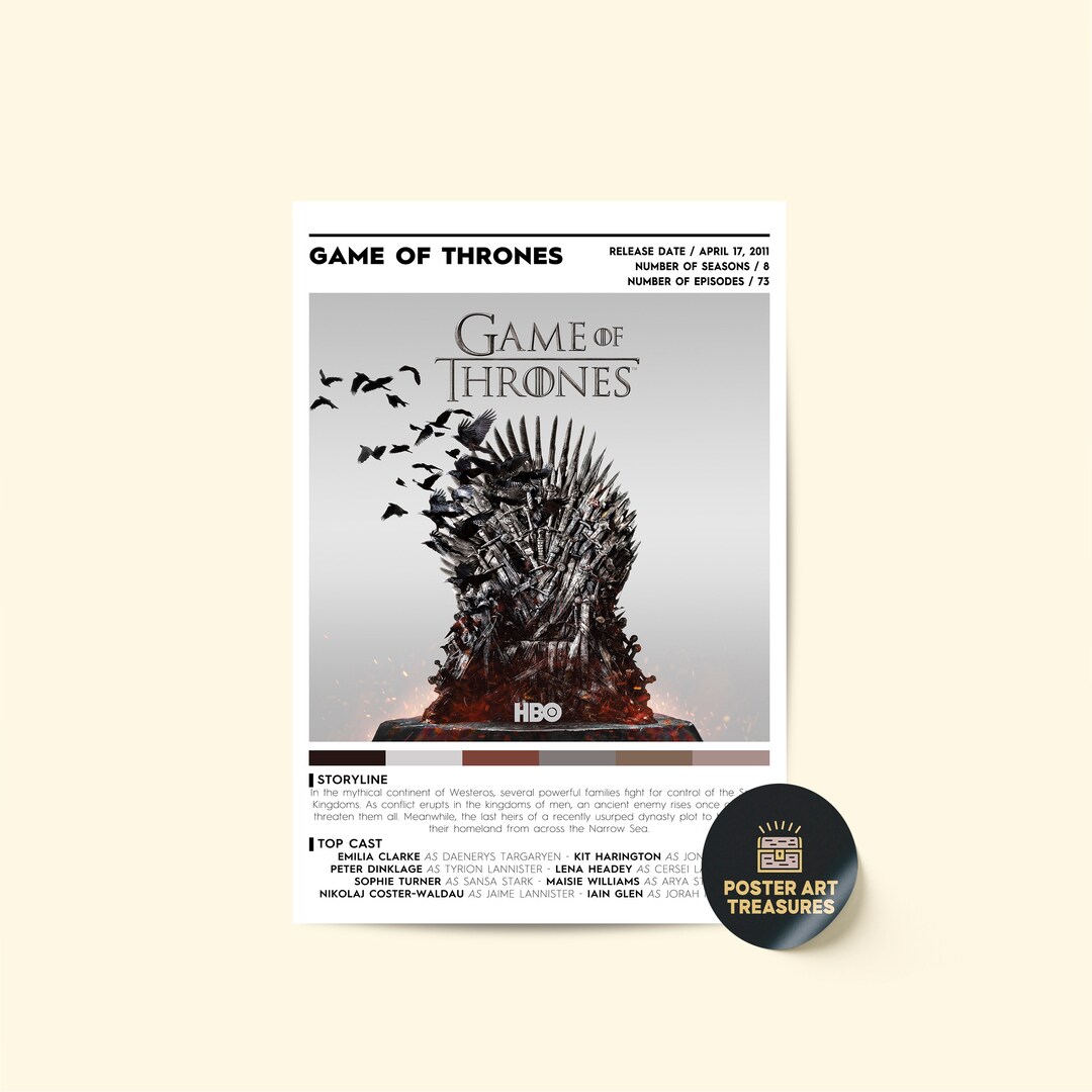 Game of Thrones TV Show Poster / 3 Colors 1 Price / TV Poster - Etsy
