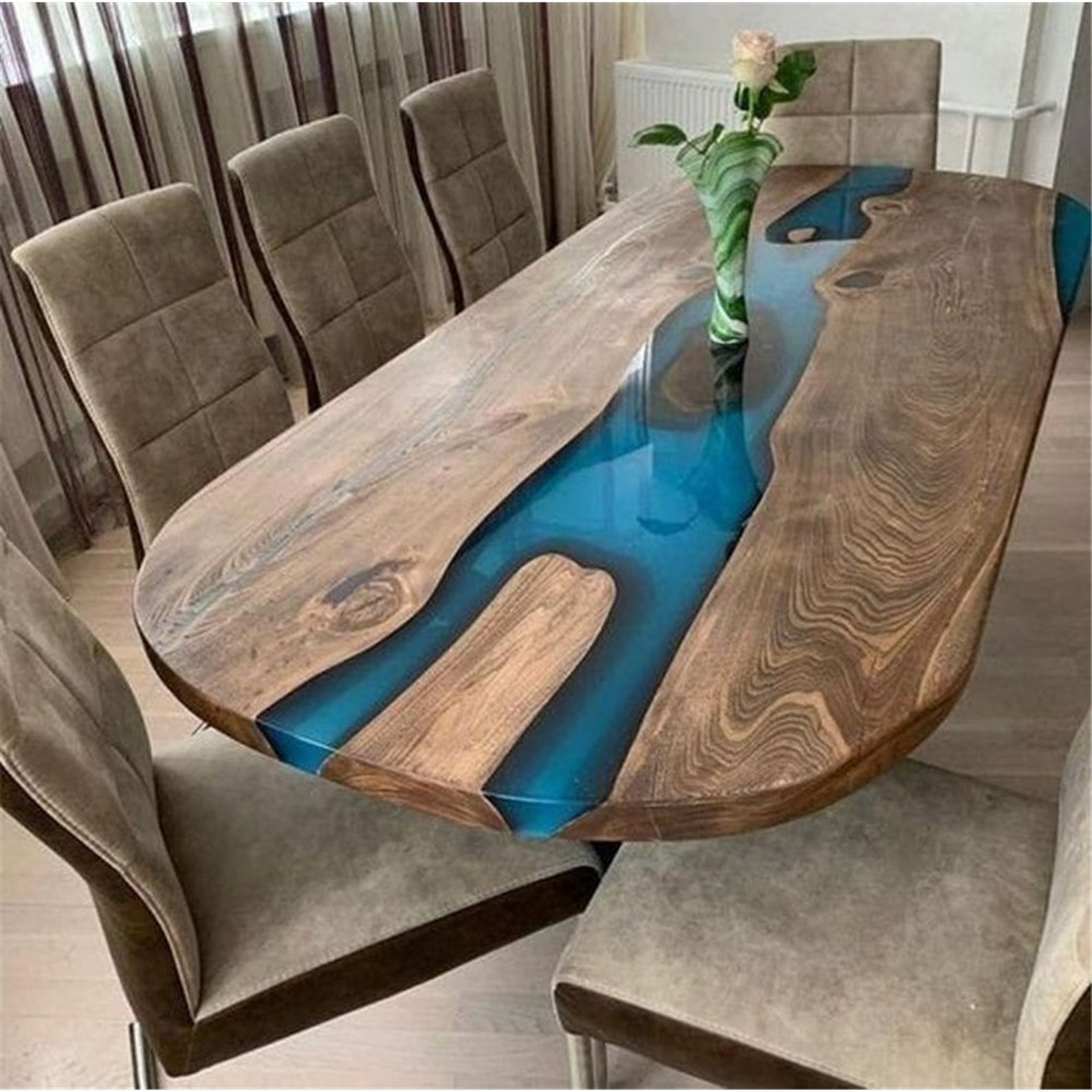 Epoxy Chestnut Table, Living Room Turkish Design Handmade Table ...