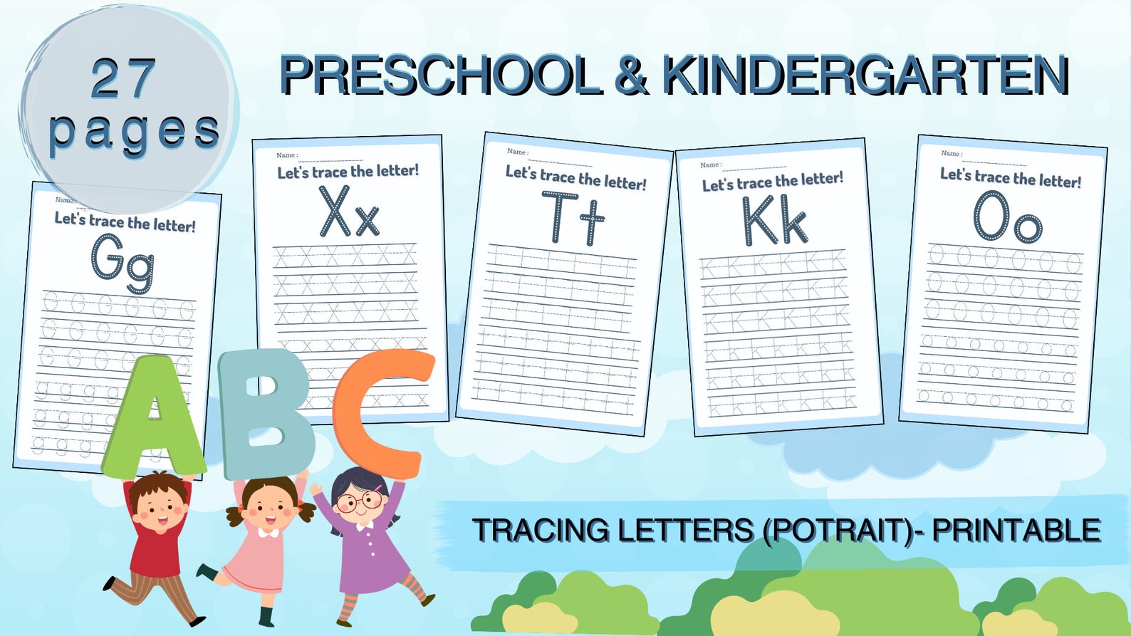 Tracing Alphabet, Letter Tracing Worksheet, Home School, Educational ...