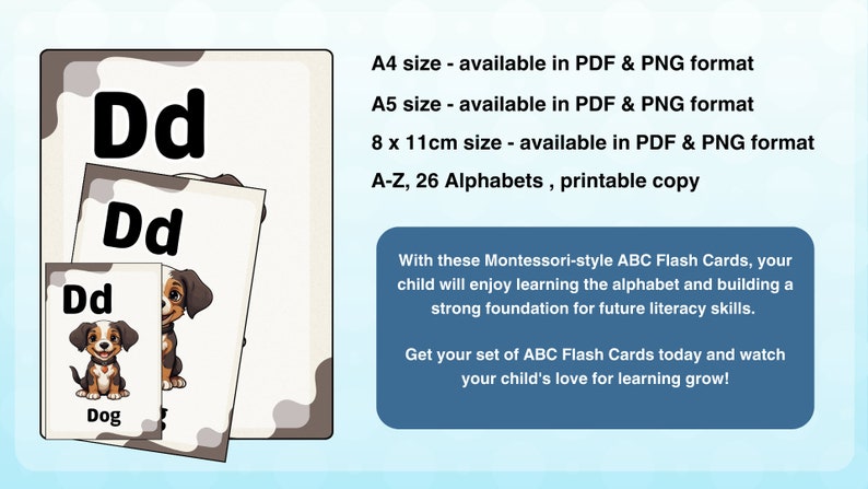 26 ABC Flash Cards, Educational Cards, A-Z Cards, Learn Abcs, Alphabet ...