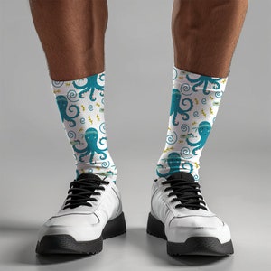 Drunk Octopus Print Crew Socks: Quirky Ocean Lover Gift - Etsy