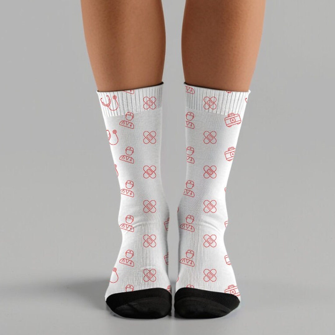 Medical Symbols Design Cushioned Crew Socks Comfortable One-size ...