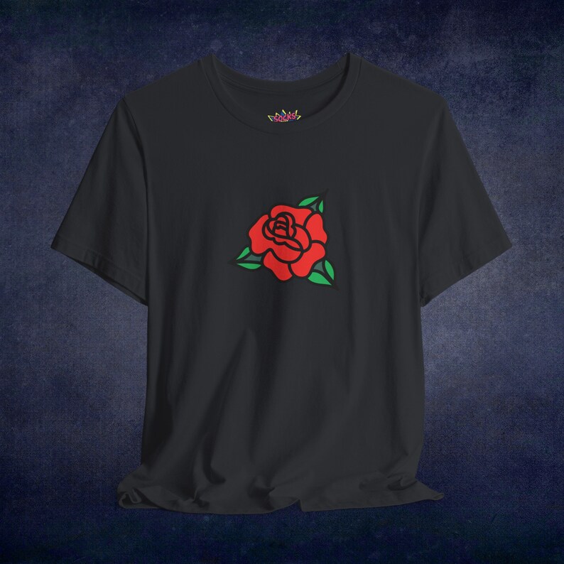 Gothic Black Shirt With Rose Graphic Bella Canvas Shirt Vintage Style ...