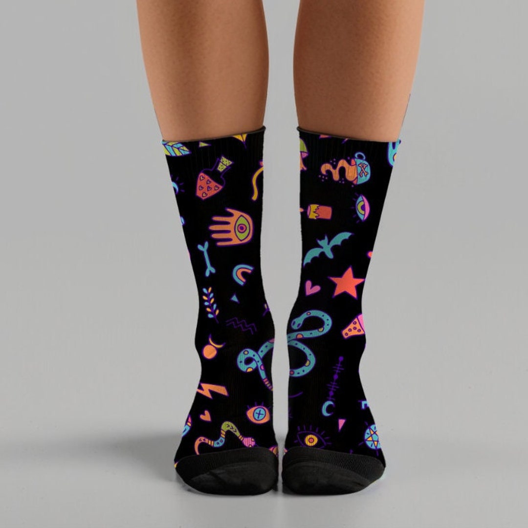 Celestial Gothic Socks - Feminine Gothic Cushioned Crew Socks for Women ...
