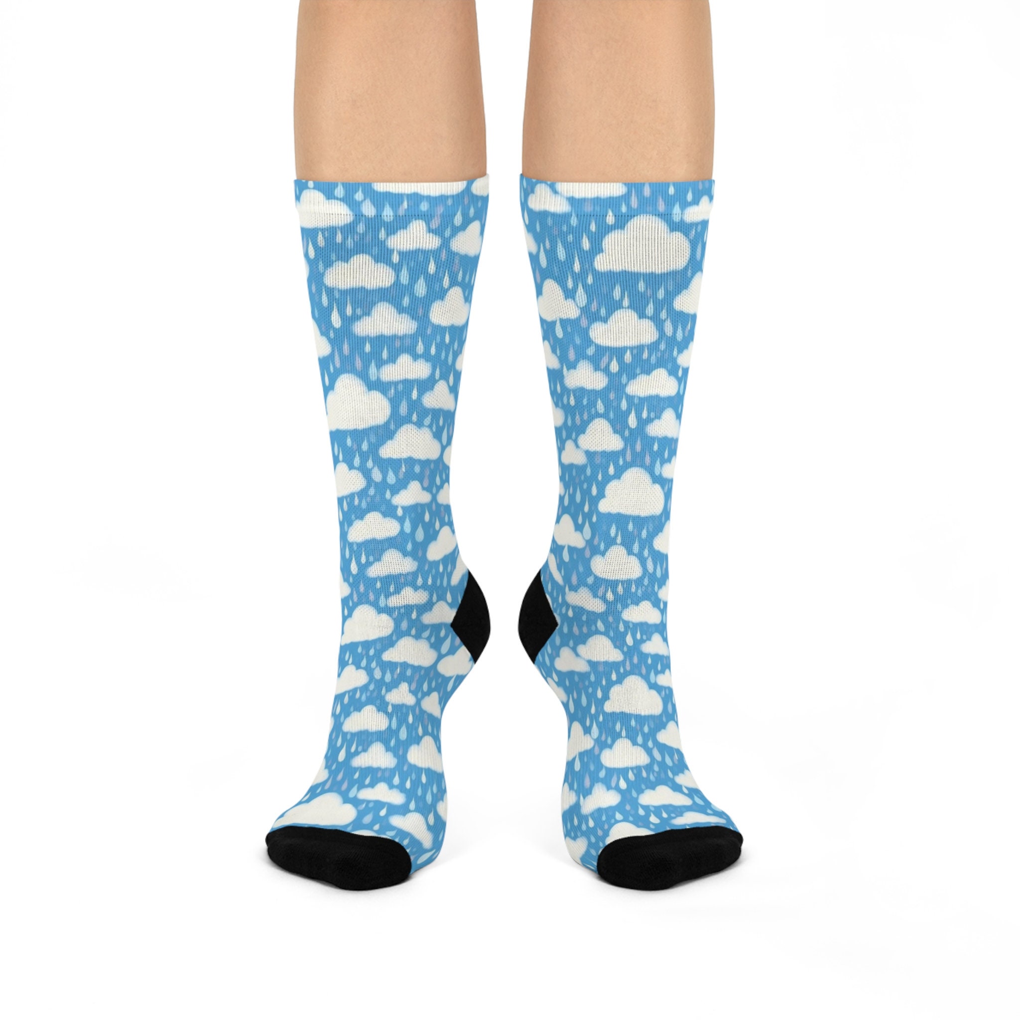 Rain Cloud Blue Socks With White Clouds Cute Gift for Friend Sky Socks Sky With Clouds Cloud ...